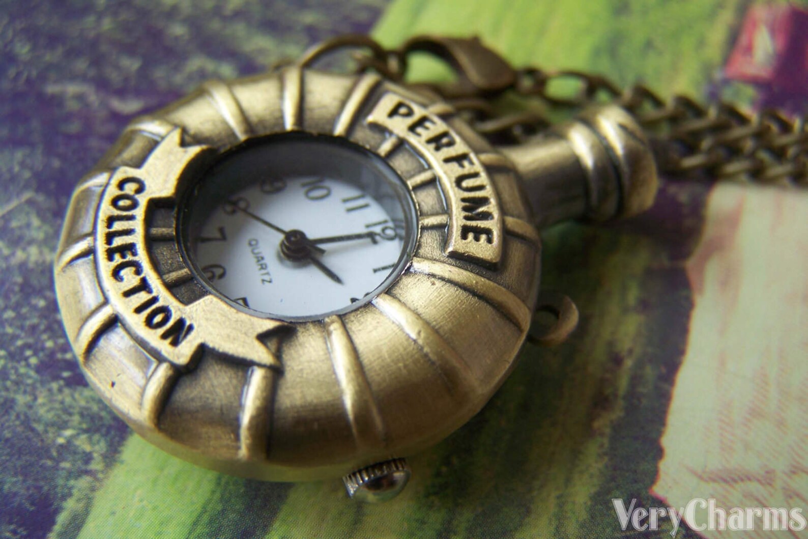 1 PC Antique Bronze Perfume Bottle Pocket Watch Pendant - Etsy