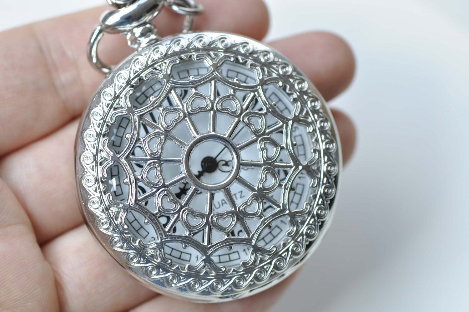 1 PC Platinum Filigree Pocket Watch Pendant Size 47mm A8791 - Etsy