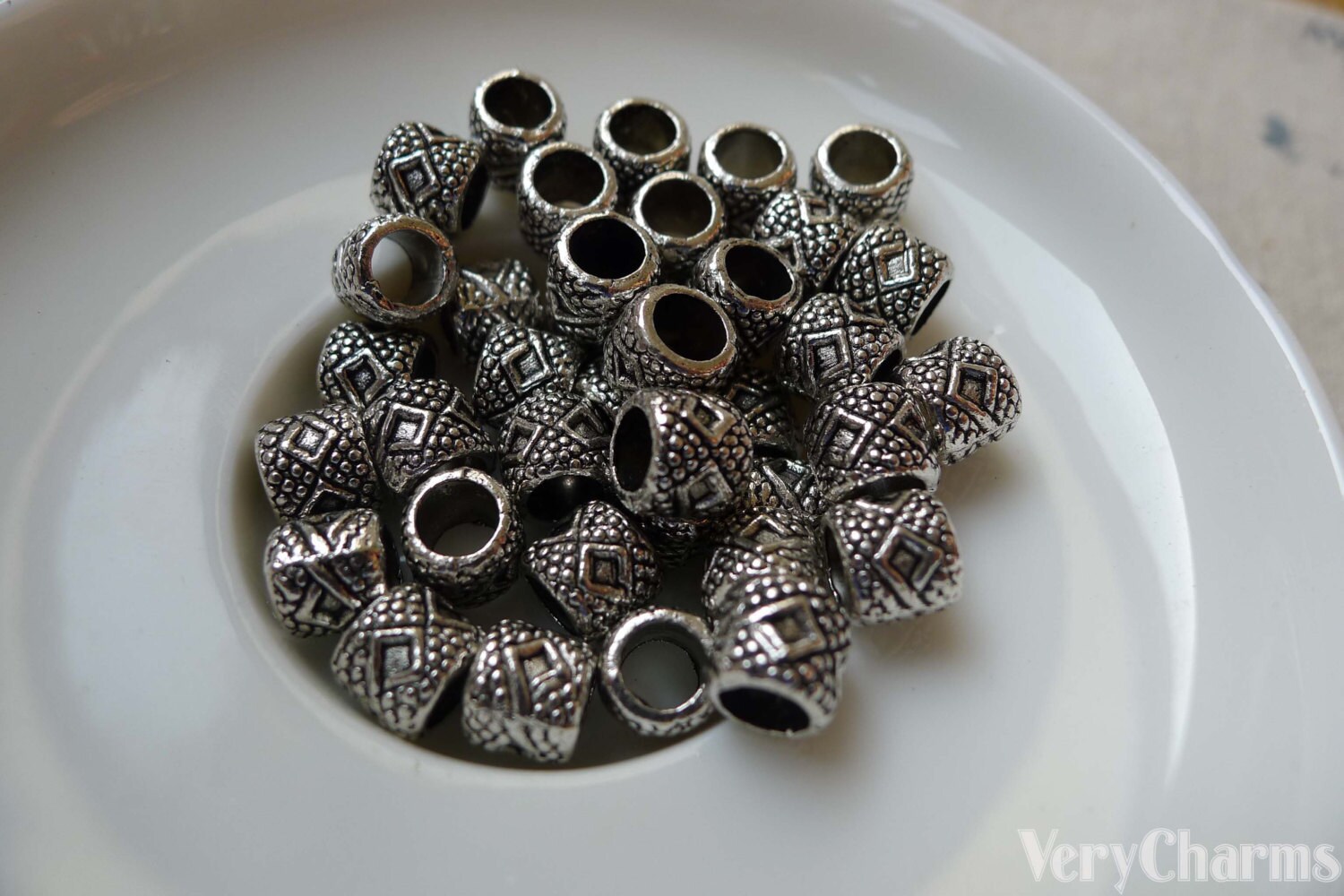 50 Pcs Antique Silver Textured Diamond Shape Round Beads 6x6mm A5547 - Etsy