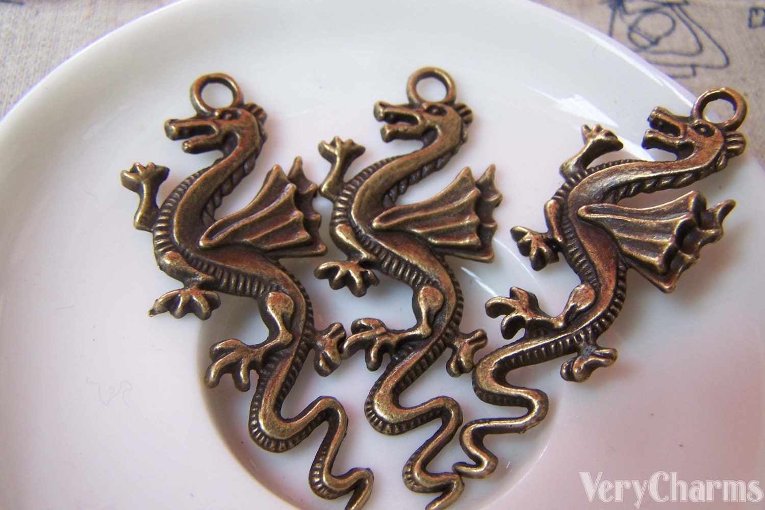 Antique Bronze Flying Dragon Charms Pendants Jewelry Making - Etsy