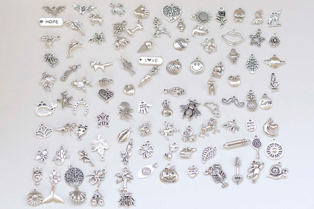Antique Silver Animal Themed Charms Mixed Styles Set of 100 - Etsy
