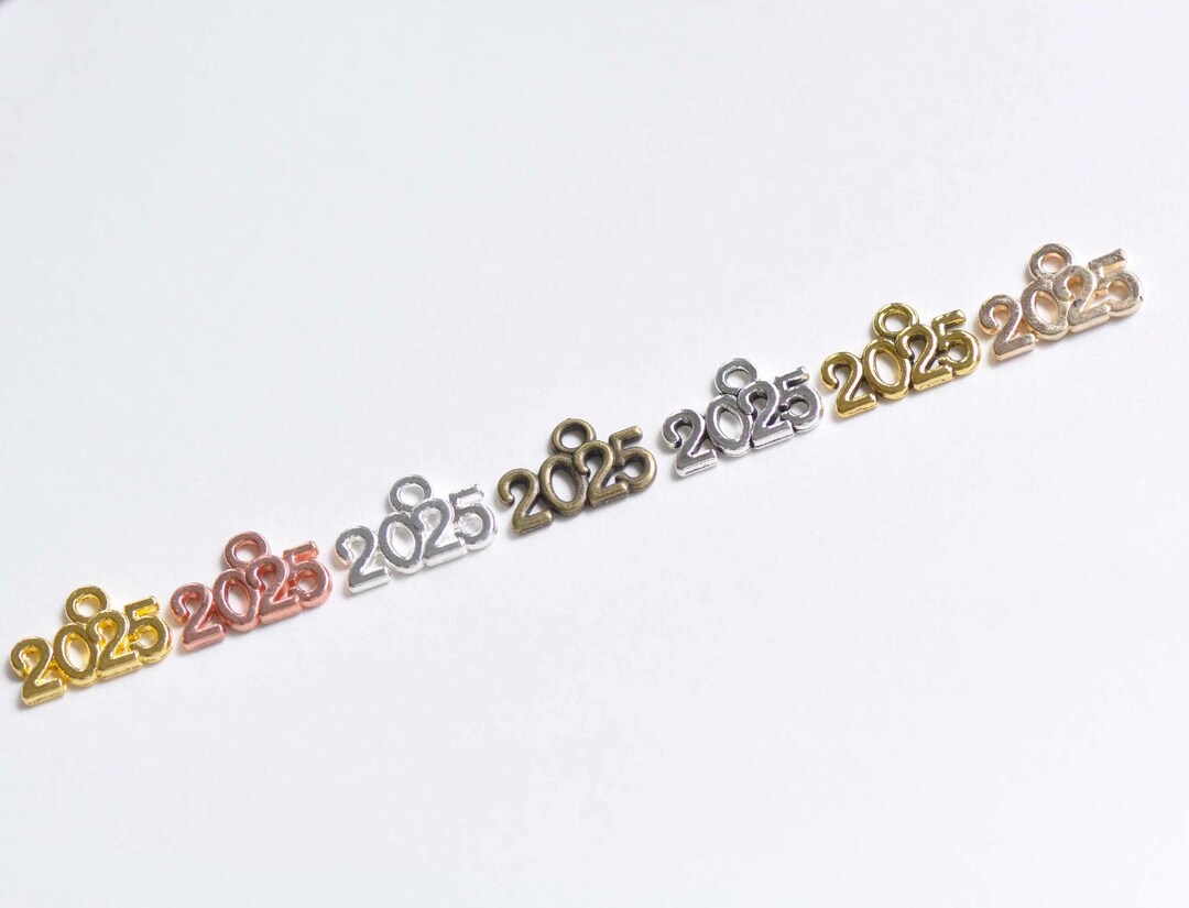 50 Pcs New Year 2025 Charms Shiny Gold/antique Silver/antique Bronze - Etsy