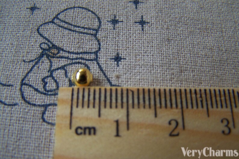 100 Pcs Gold Finish Smooth Round Iron Metallic Beads Ball Size 4mm ...