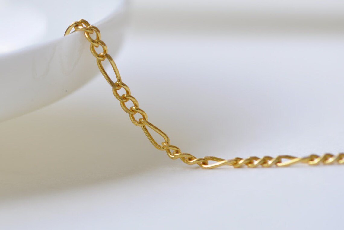 16ft 5m Fancy Figaro Chain Non Tarnish 16K Gold Sturdy - Etsy