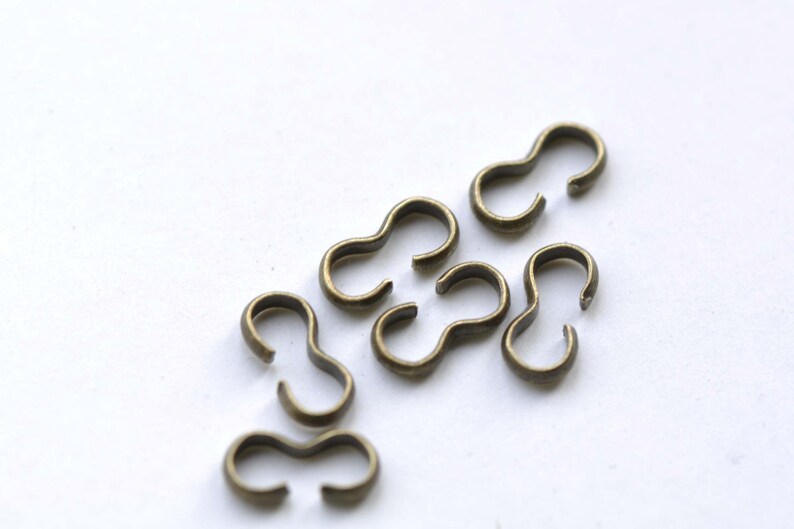 Antique Bronze 8 Shaped Chain Cord Clasps Findings 4x8mm Set of 100 ...