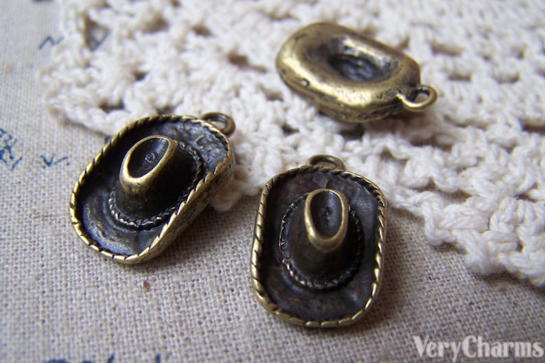 20 Pcs of Antique Bronze Cowboy Hat Charms Size 13.3x22mm - Etsy