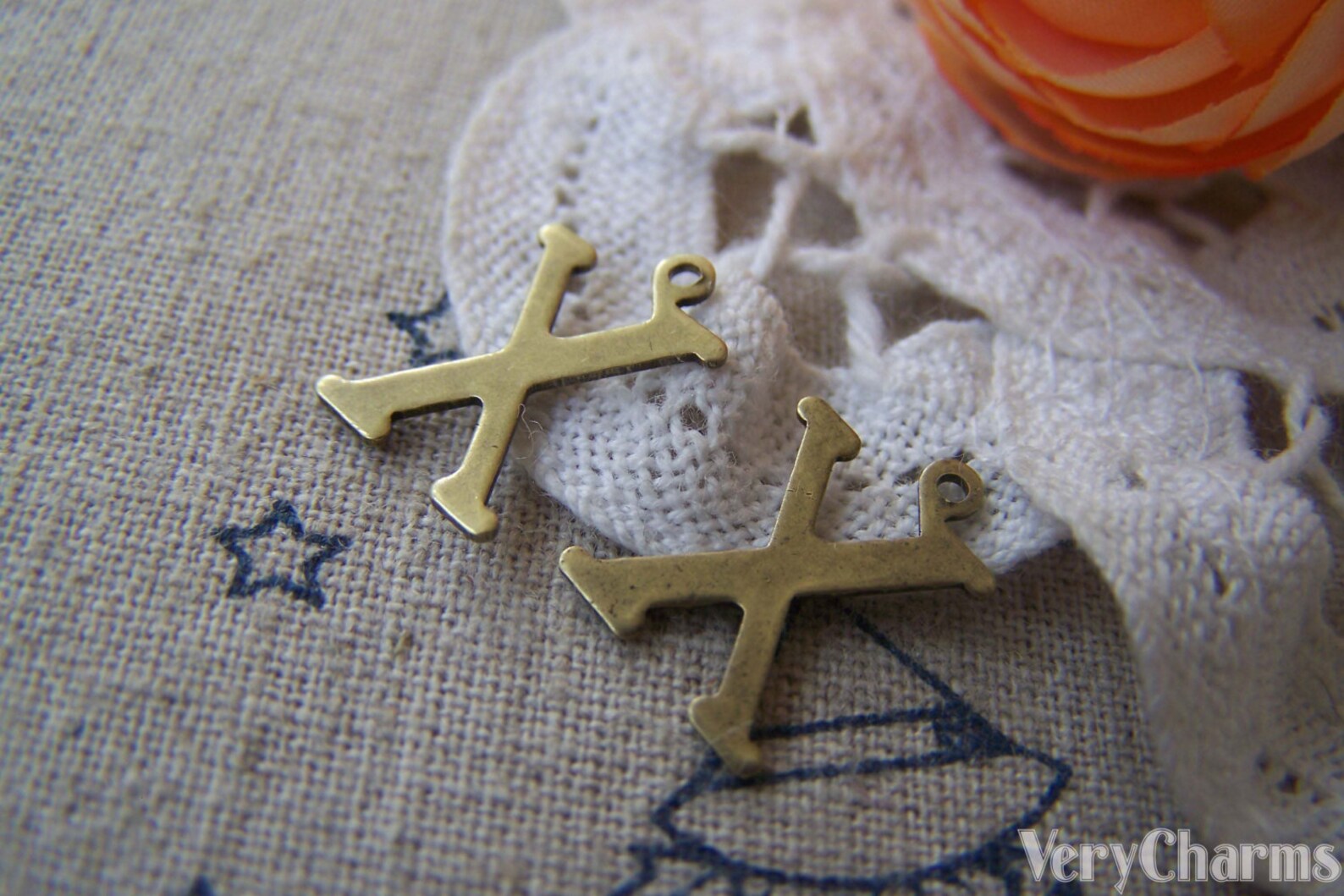 10 Pcs of Antique Bronze Brass Alphabet Letter X Charms | Etsy