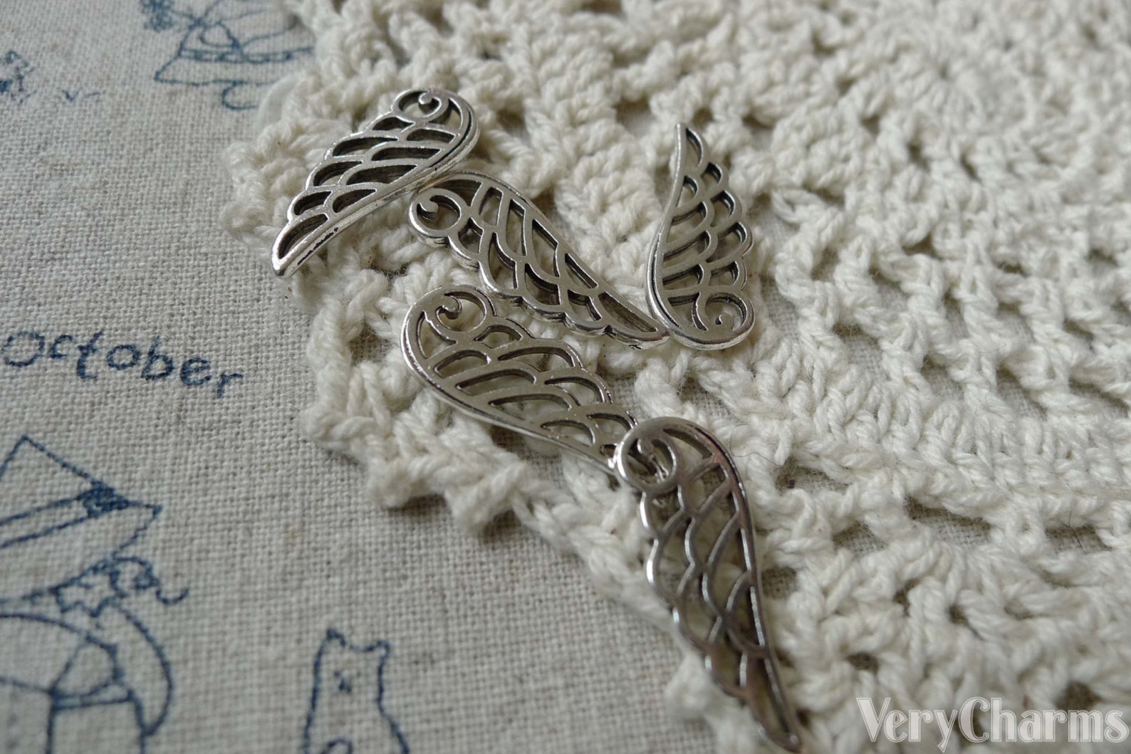 20 pcs of Antique Silver Filigree Wing Charms 9x23mm A6470 | Etsy
