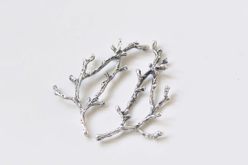 Antique Silver Twig Pendants Coral Branch Connectors 30x52mm - Etsy