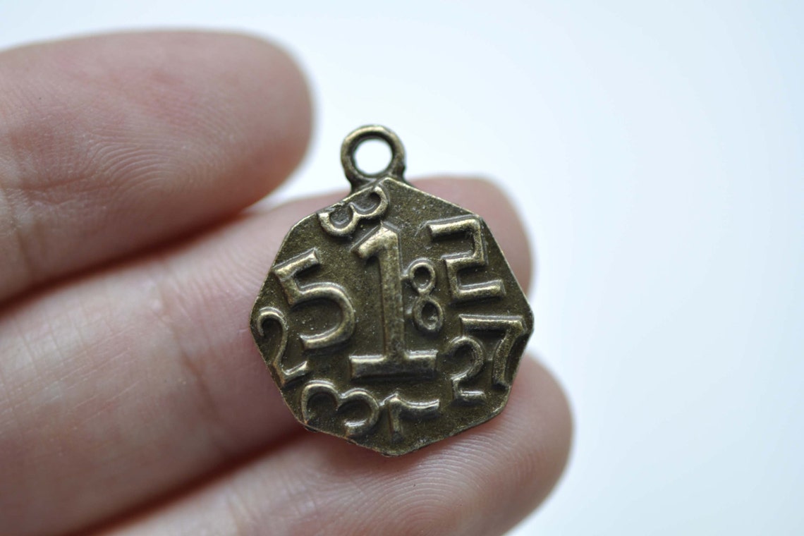 Antique Bronze Steampunk Arabic Number Plate Pendant Charms - Etsy