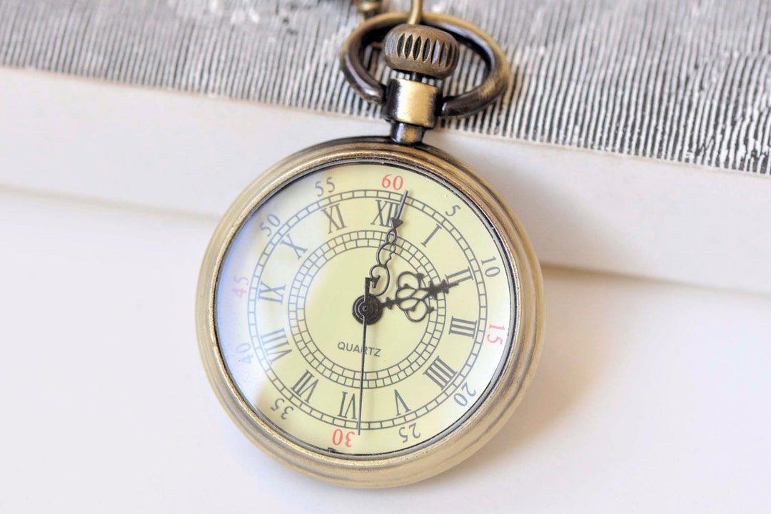 1 PC Antique Bronze Double Numerals Pocket Watch A5002 - Etsy
