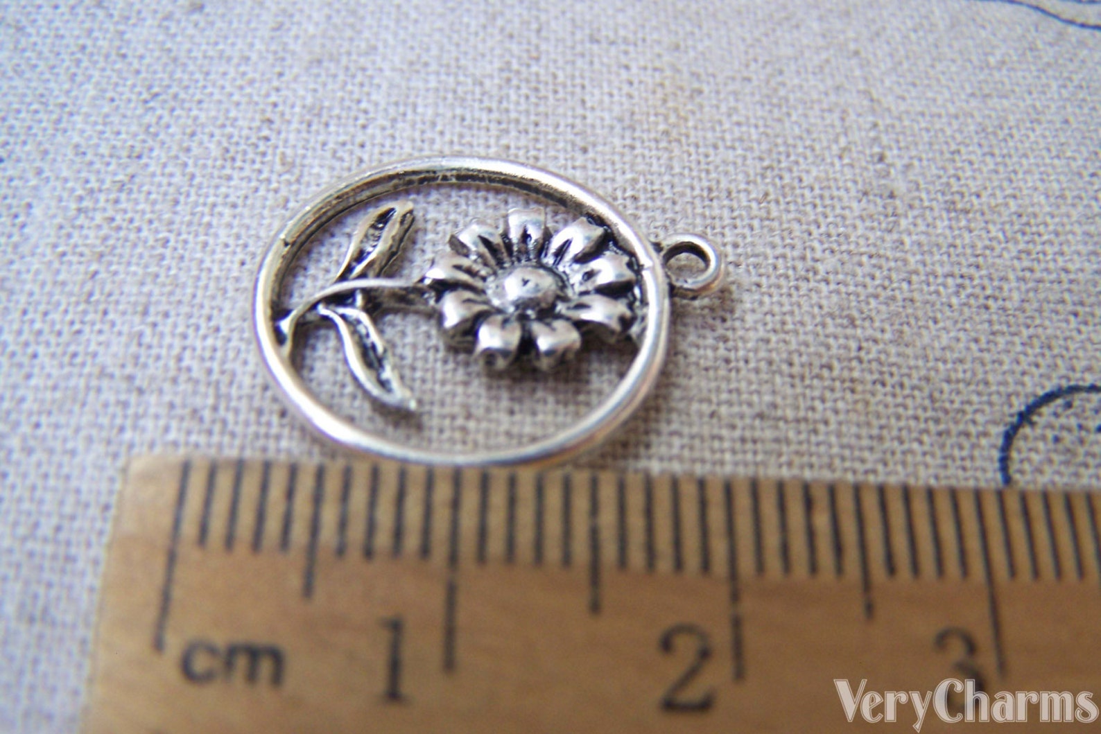 10 Pcs of Antique Silver Flower Ring Charms 18x21mm A972 - Etsy