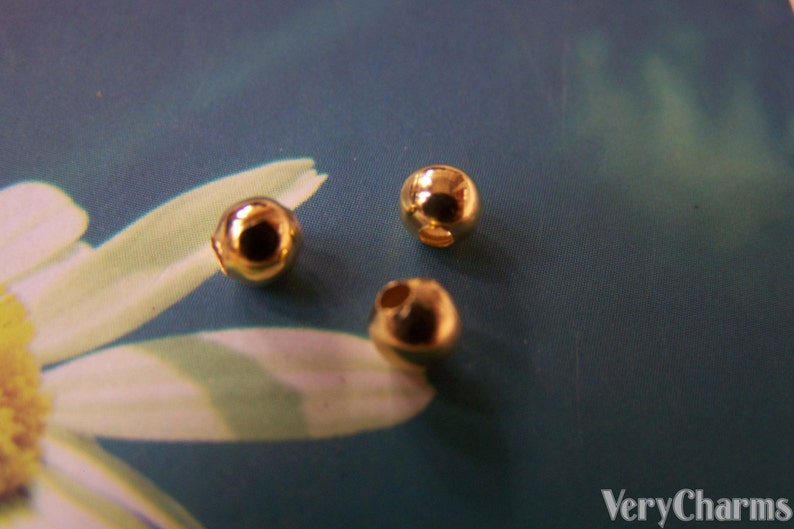 100 Pcs Gold Finish Smooth Round Iron Metallic Beads Ball Size 4mm ...
