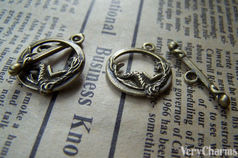 Antique Bronze Mermaid Toggle Clasps Fairy Fish Nautical | Etsy