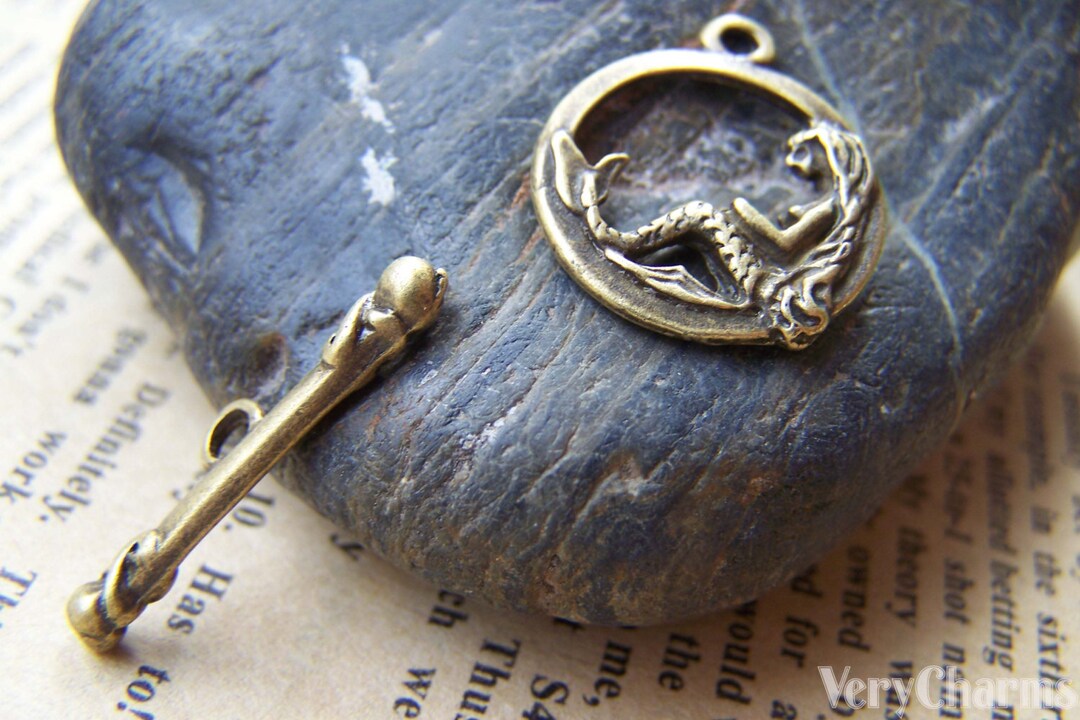 Antique Bronze Mermaid Toggle Clasps Fairy Fish Nautical Closure Set of ...