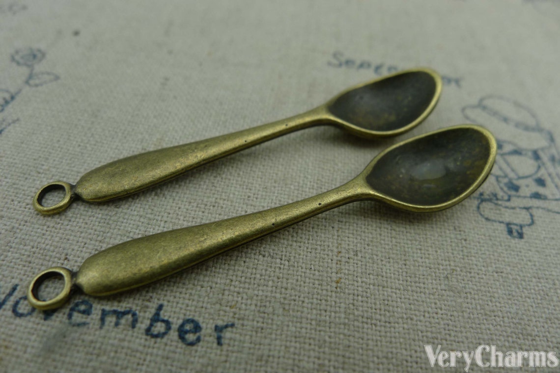 10 Pcs of Antique Bronze Huge Spoon Charms Cutlery Pendants - Etsy
