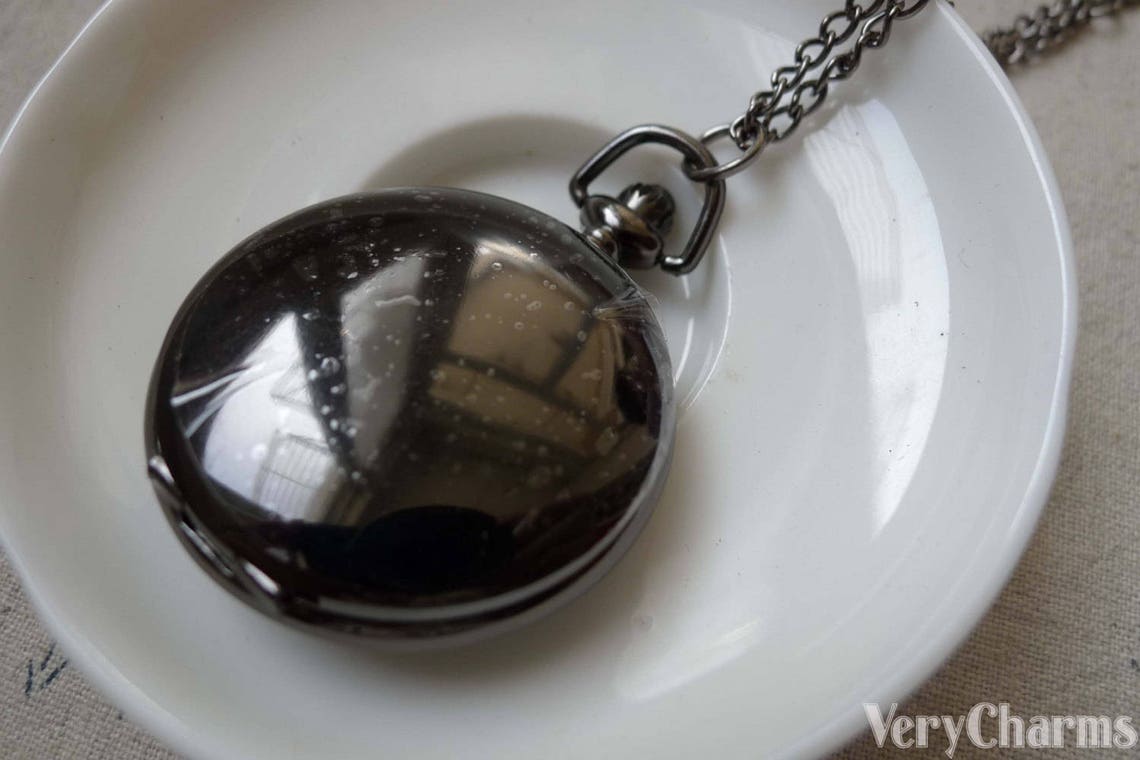 1 PC Black Polish Pocket Watch Size 40x40mm A7143 | Etsy
