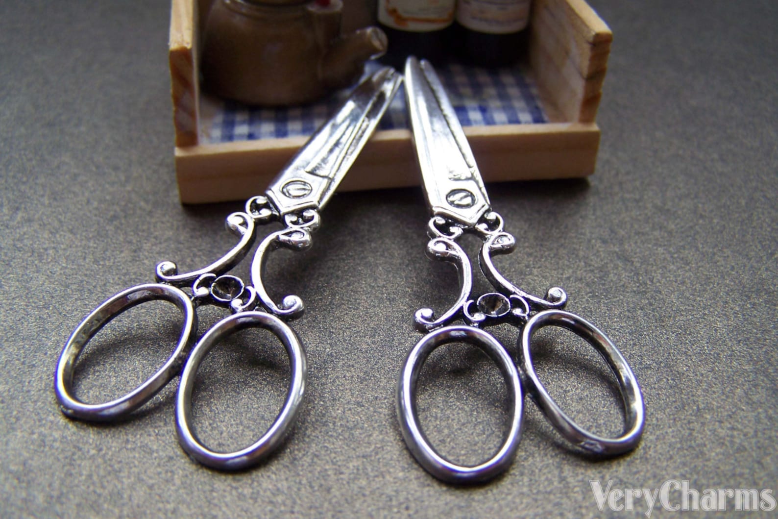 Antique Silver Scissors Charms Barber Shop Victorian Scissors | Etsy