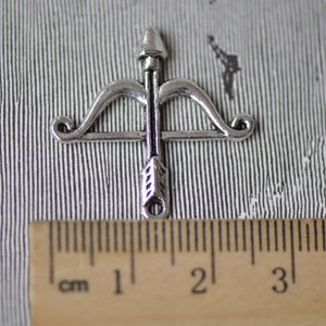 Bow and Arrow Connectors Antique Silver Archery Charms 25x25mm Set of ...