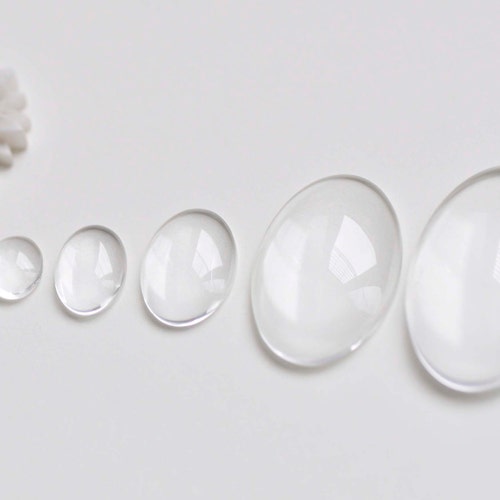 Crystal Glass Flat Back Oval Cabochon Cabs - Etsy