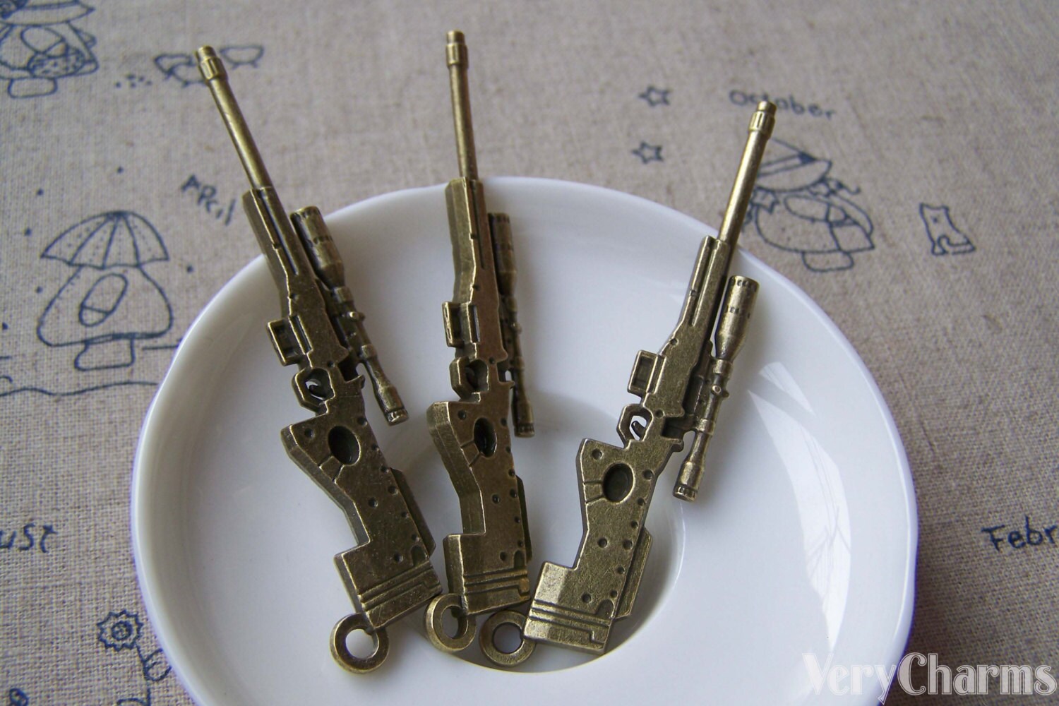 4 Pcs Antique Bronze Sniper Rifle Gun Pendants Charms 18x76mm | Etsy