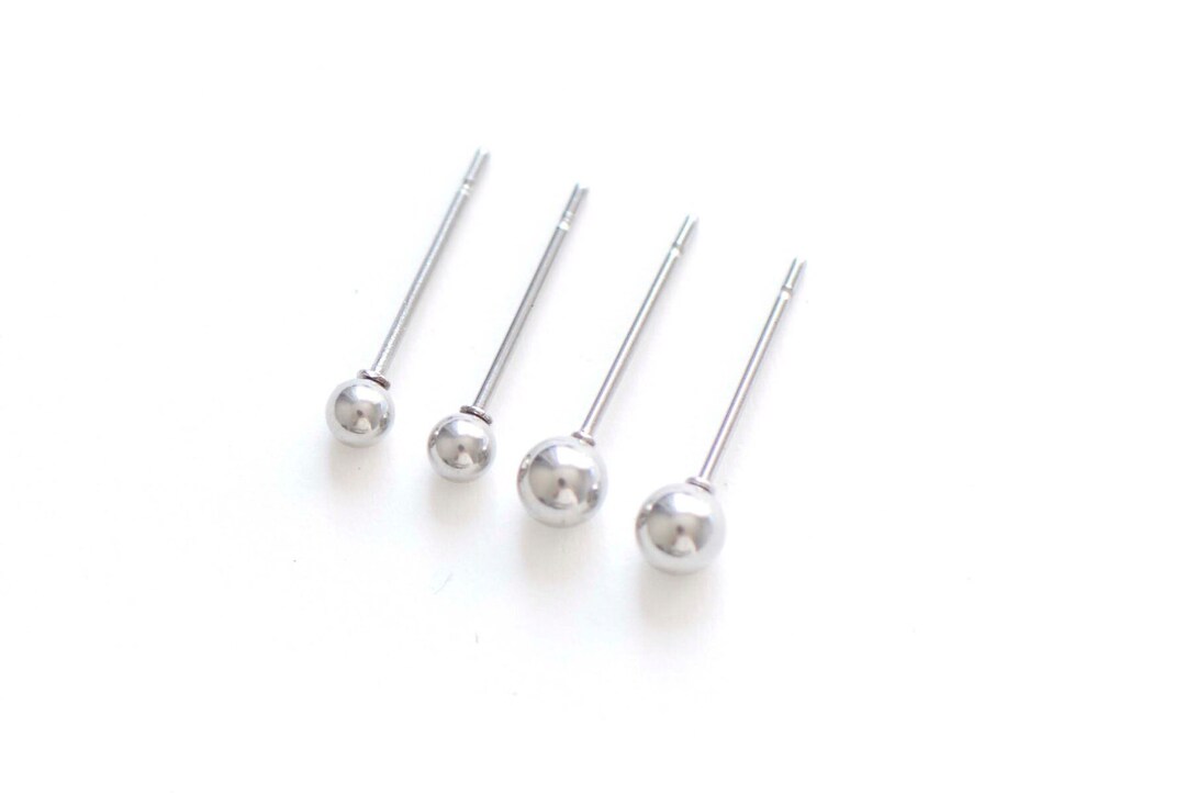 Stainless Steel Ball Post Ear Stud Earring Post Findings 3mm/4mm/5mm ...