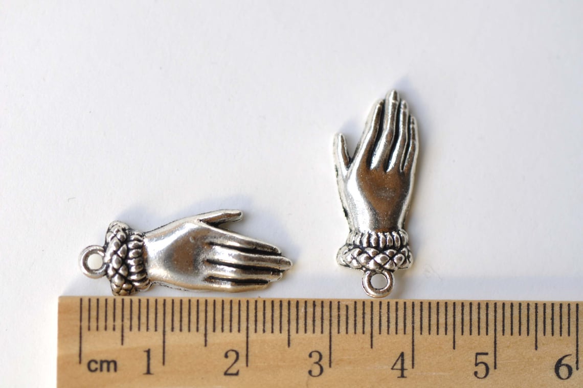 Elegant Lady Hand Charms Antique Silver Finish 10x26mm Set of 20 A8254 ...