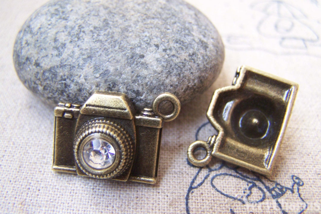 10 Pcs of Antique Bronze 3D Rhinestone Camera Charms 15x18mm A3081 - Etsy