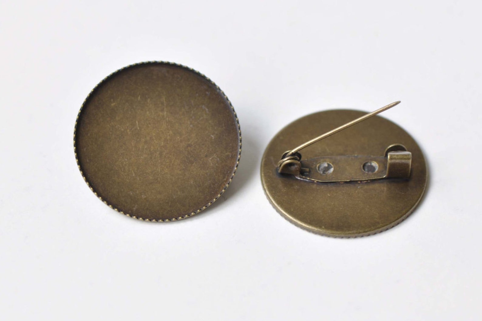 Antique Bronze Brooch Back Base Sawtooth Edge Bezel Setting Match 20mm ...