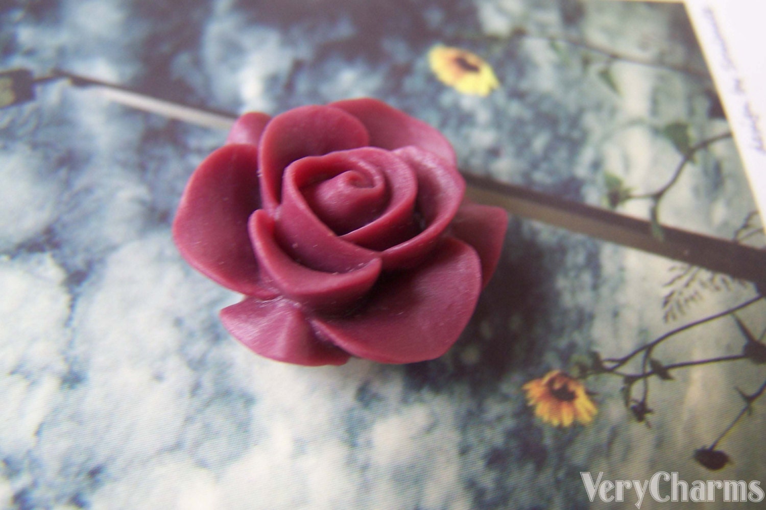 10 Pcs of Resin Dark Red Round Flower Cameo 21mm A4702 - Etsy