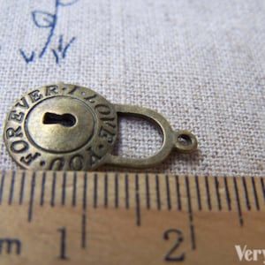 10 Pcs of Antique Bronze Round Lock Charms 13x21mm A2787 - Etsy