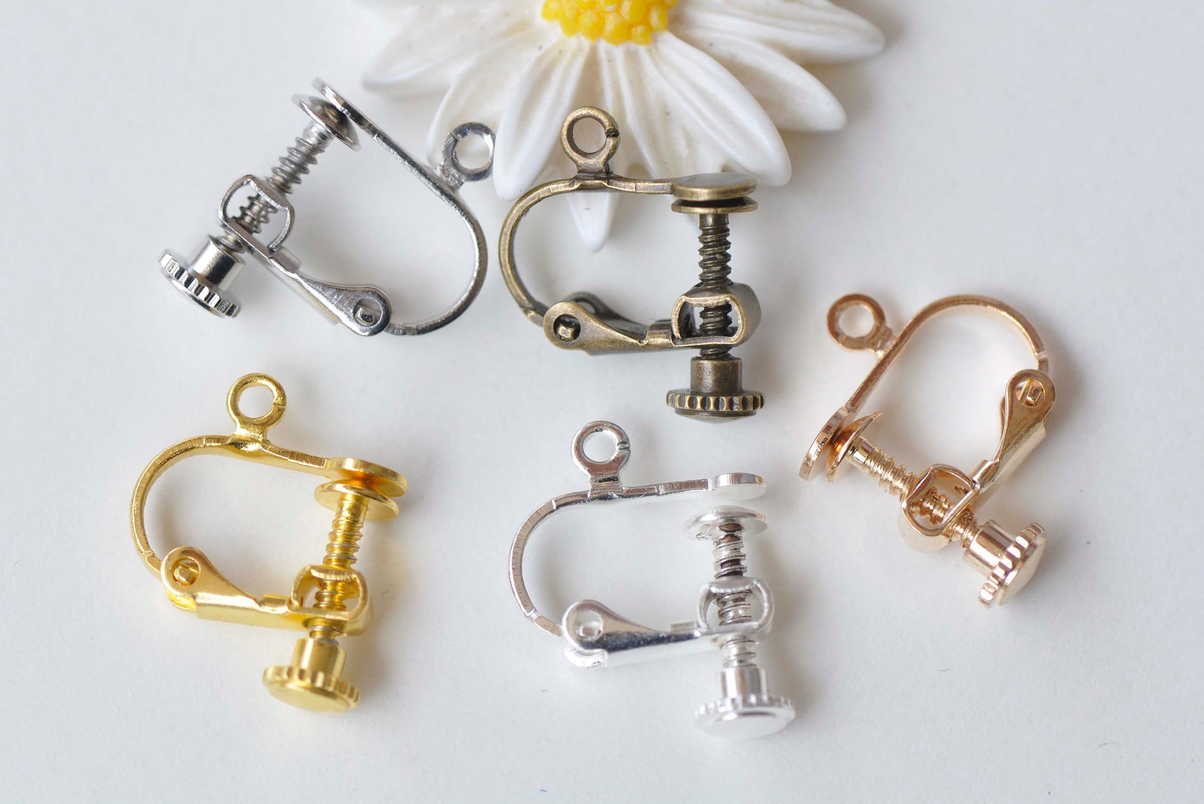 10 Pcs Screw in Leverback Ear Clips Earring Findings 12mm Flat - Etsy