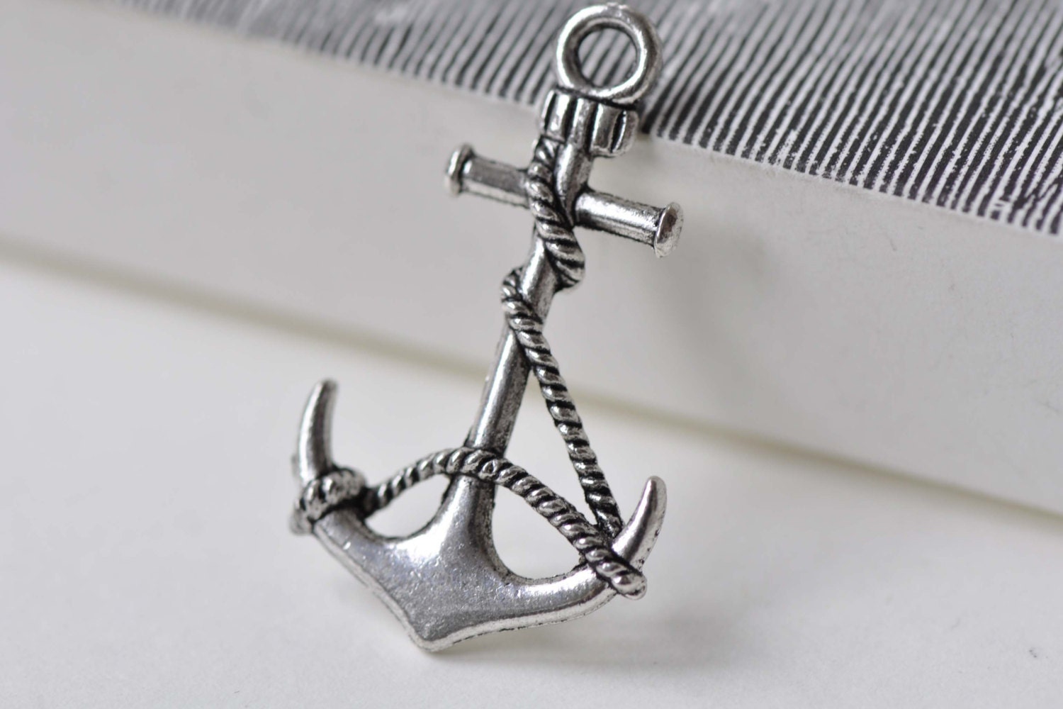 Antique Silver Long Anchor Charms 19x33mm Set of 10 pcs A7897 | Etsy