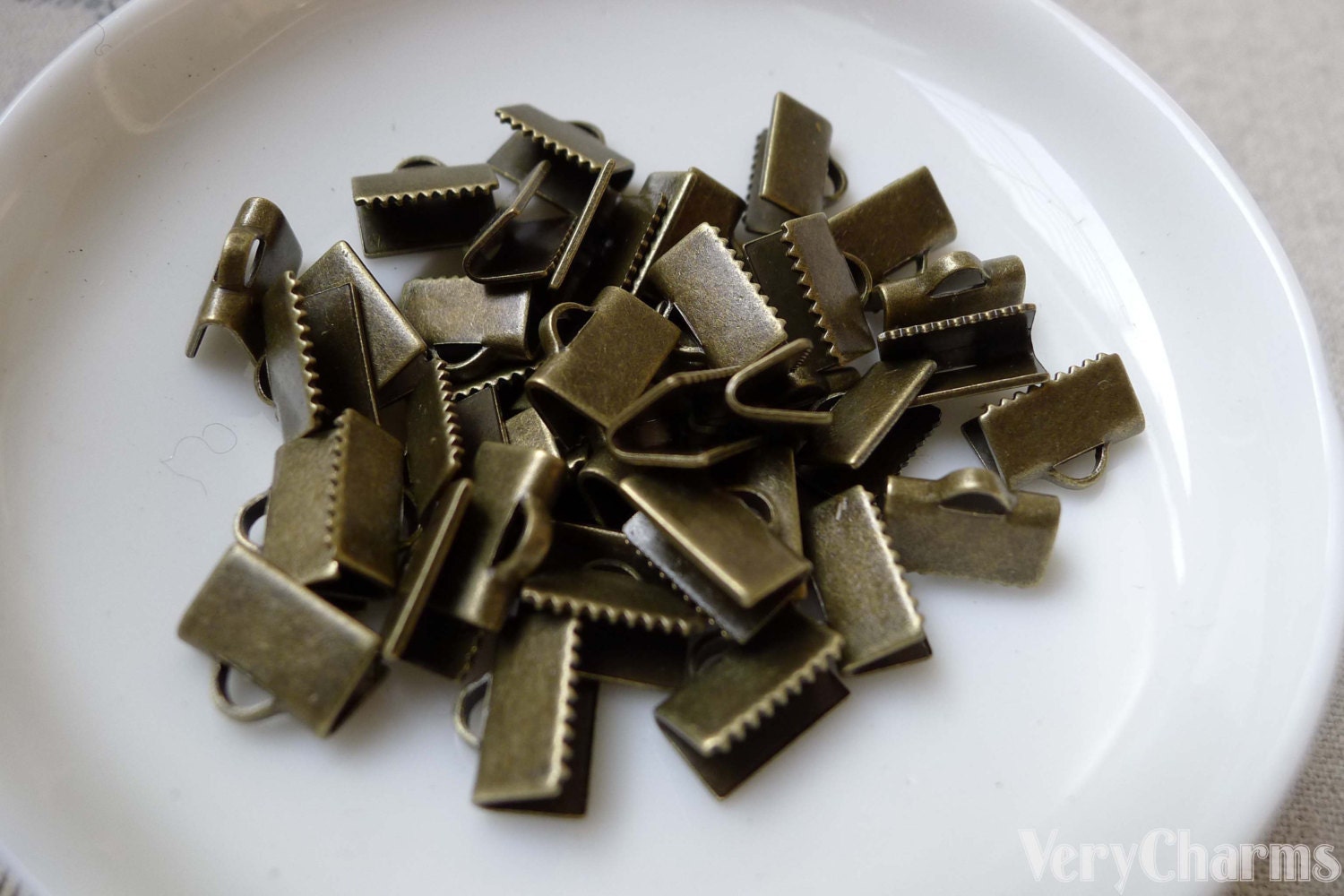 50 pcs of Antique Brass Blank Ribbon Ends Clamps Fasteners | Etsy