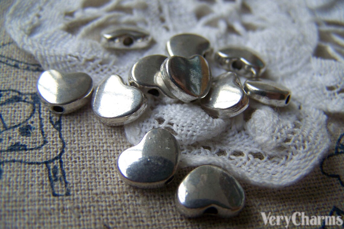 20 Pcs Antique Silver Smooth Small Heart Beads 6x8mm A907 - Etsy