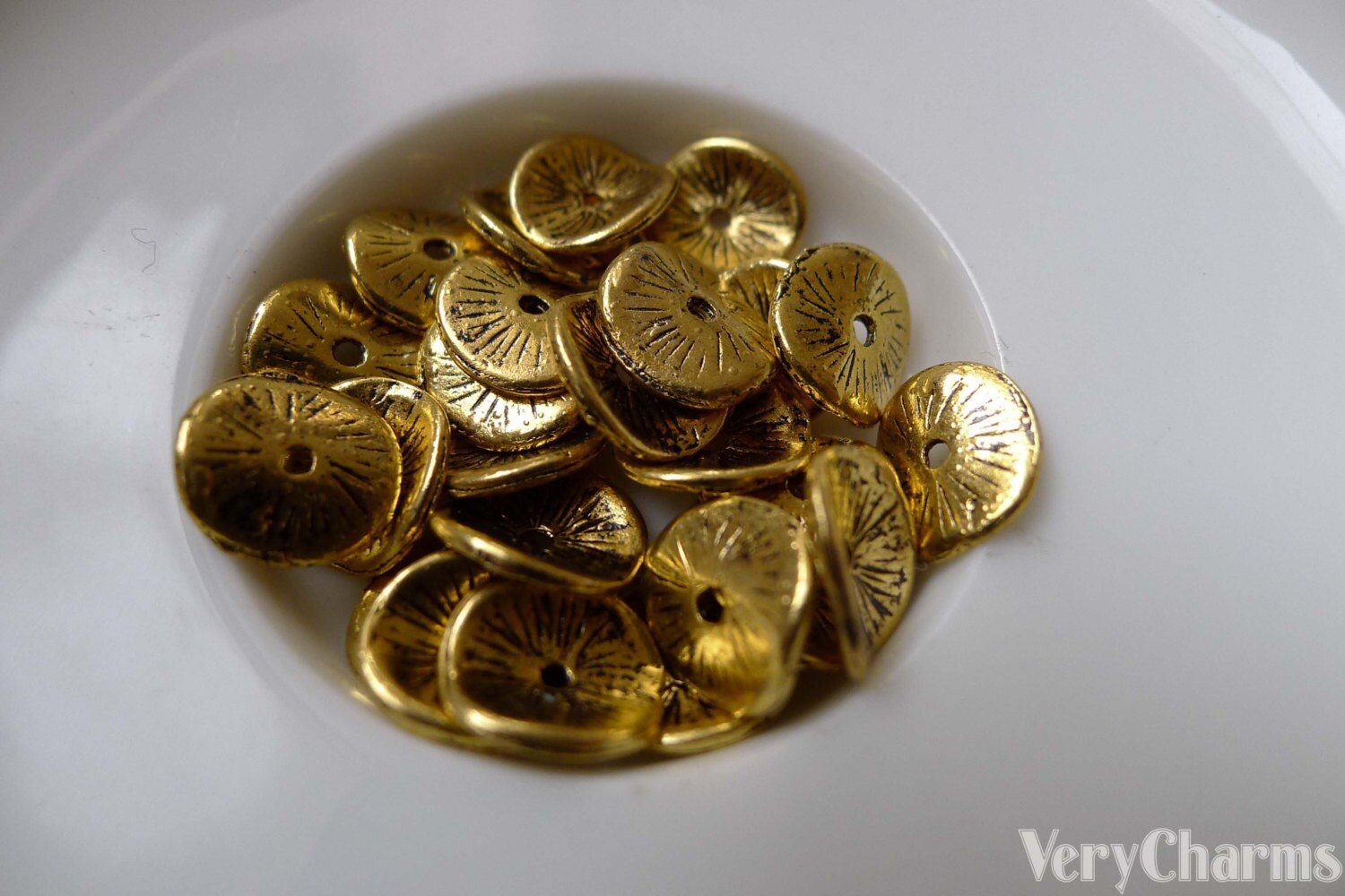 50 Pcs Antique Gold Curved Round Potato Chip Spacer Disc Beads - Etsy