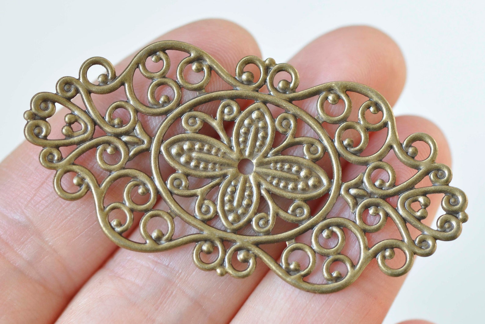 Antique Bronze Long Flat Filigree Floral Embellishments - Etsy