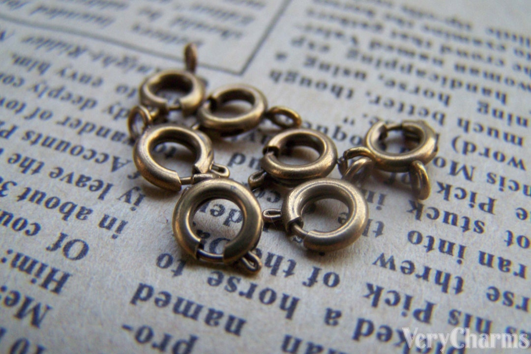 50 Pcs of Antique Bronze Brass Spring Ring Clasps 6mm A3389 - Etsy