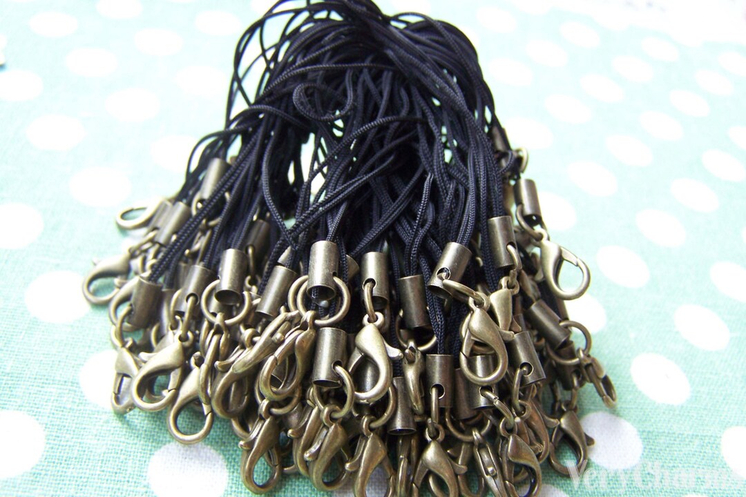 Black Strap Lariat Lanyard With 10mm Bronze Lobster Clasp Cell Phone ...