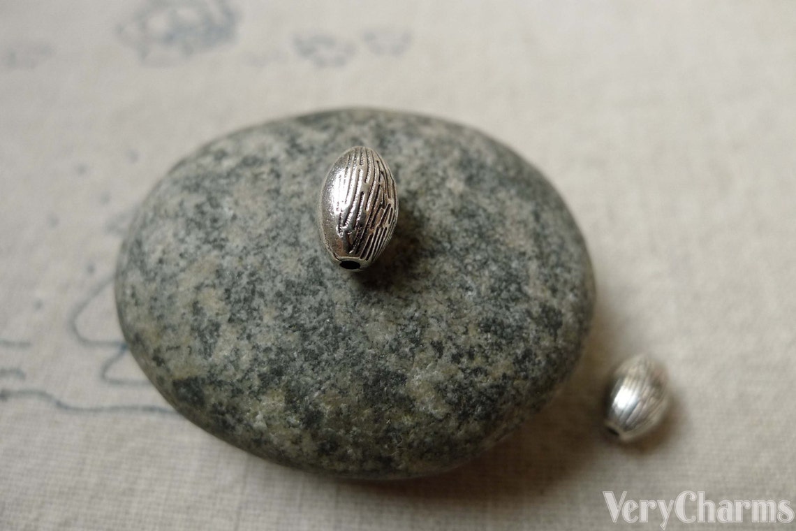 50 pcs of Antique Silver Textured Drum Beads 6x9mm A6434 | Etsy