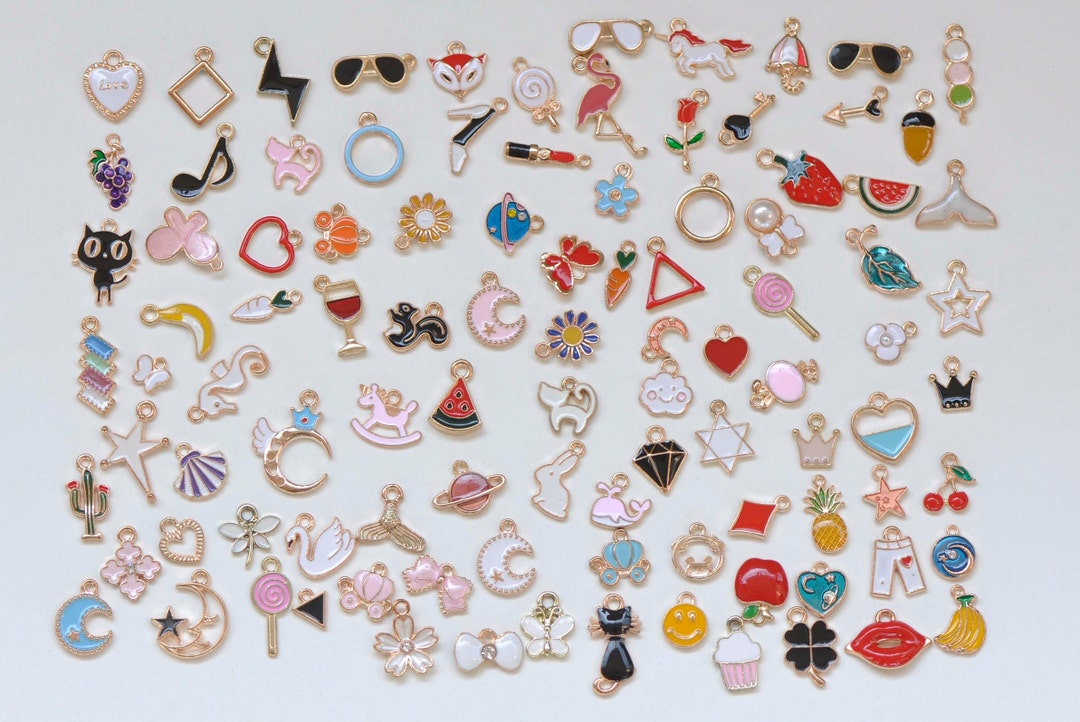 Light Gold Fancy Enamel Charms Mixed Styles Set of 100 A2640 - Etsy