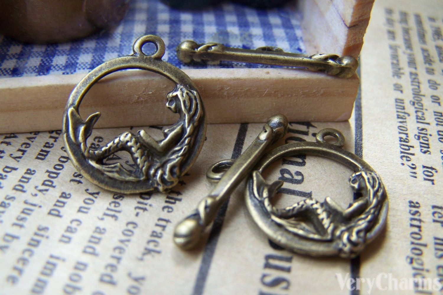 Antique Bronze Mermaid Toggle Clasps Fairy Fish Nautical | Etsy