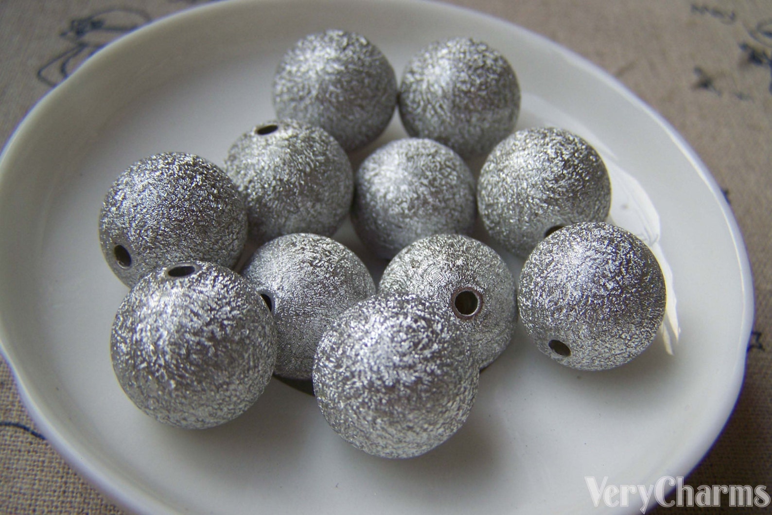 10 Pcs Silver Plated Sand Star Dust Beads Texured Beads 16mm - Etsy