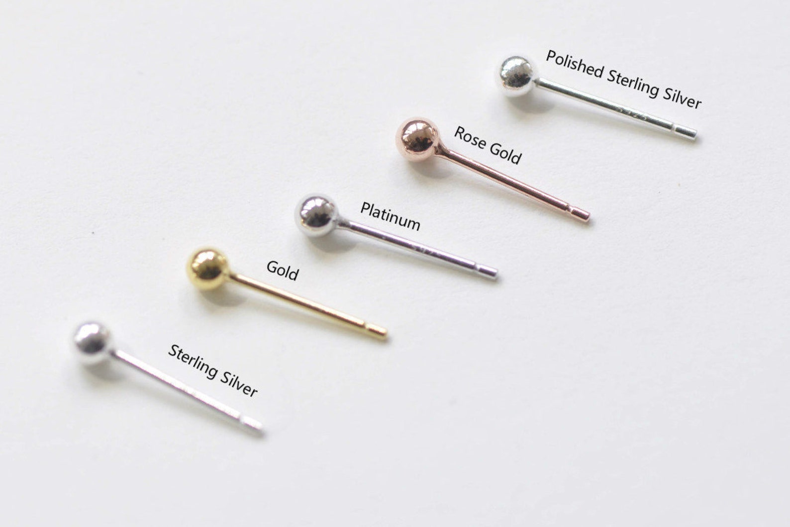 4 Pcs 2 Pairs 925 Sterling Silver Ball Earring Stud Post - Etsy