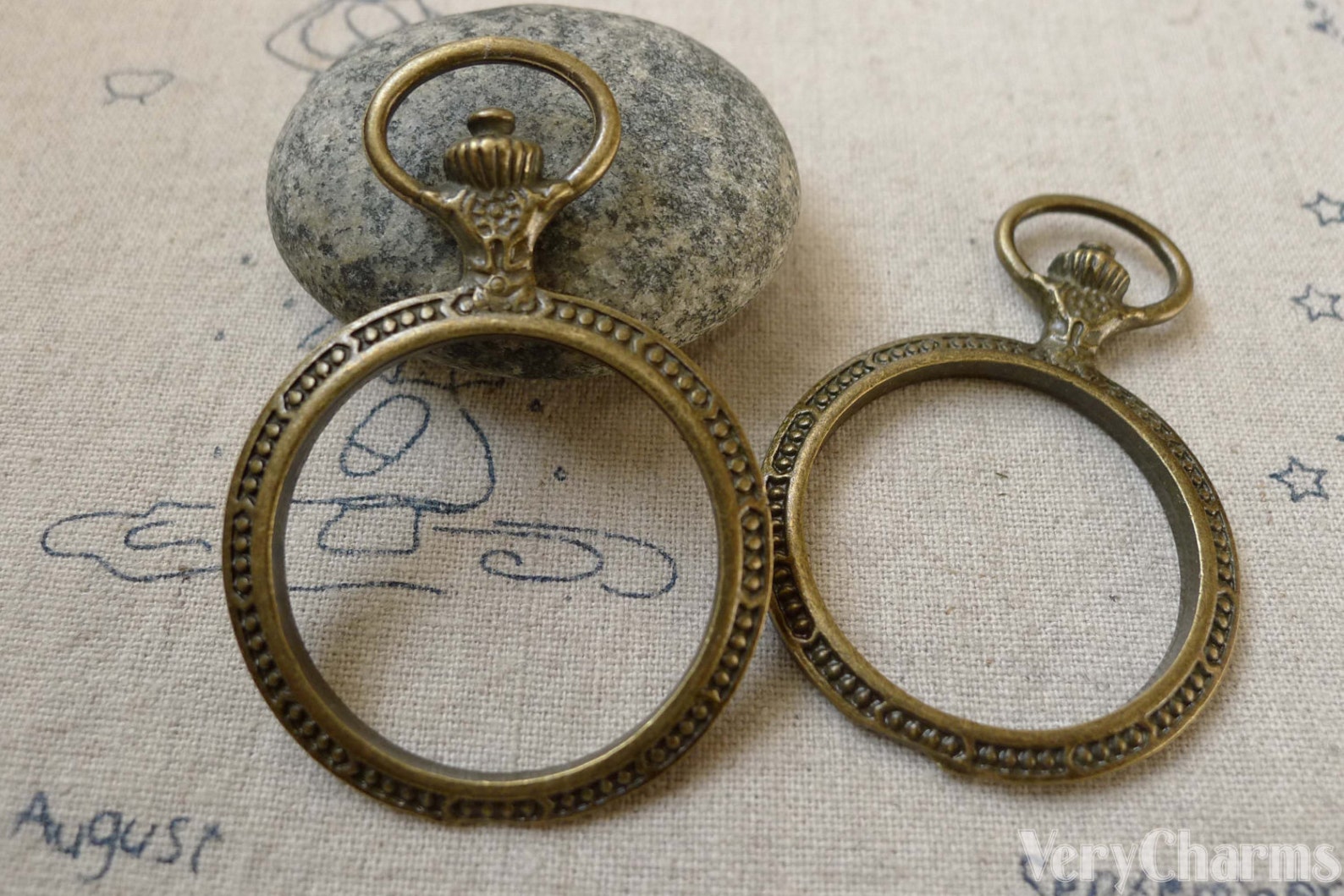 Pocket Watch Frame Antique Bronze Round Pendants 37x55mm Set - Etsy