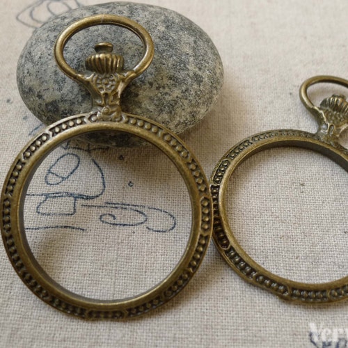 Pocket Watch Frame Antique Bronze Round Pendants 37x55mm Set - Etsy