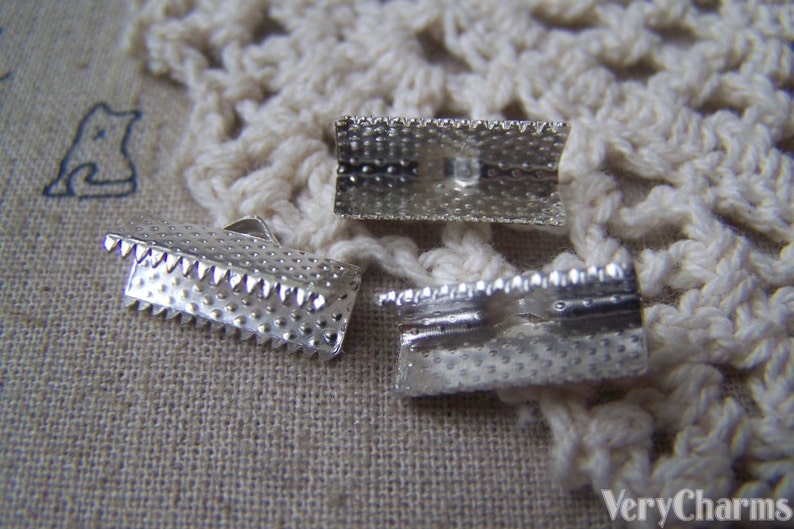 Silver Ribbon Ends Clamps Fasteners Clasps 16mm Set of 50 Pcs | Etsy