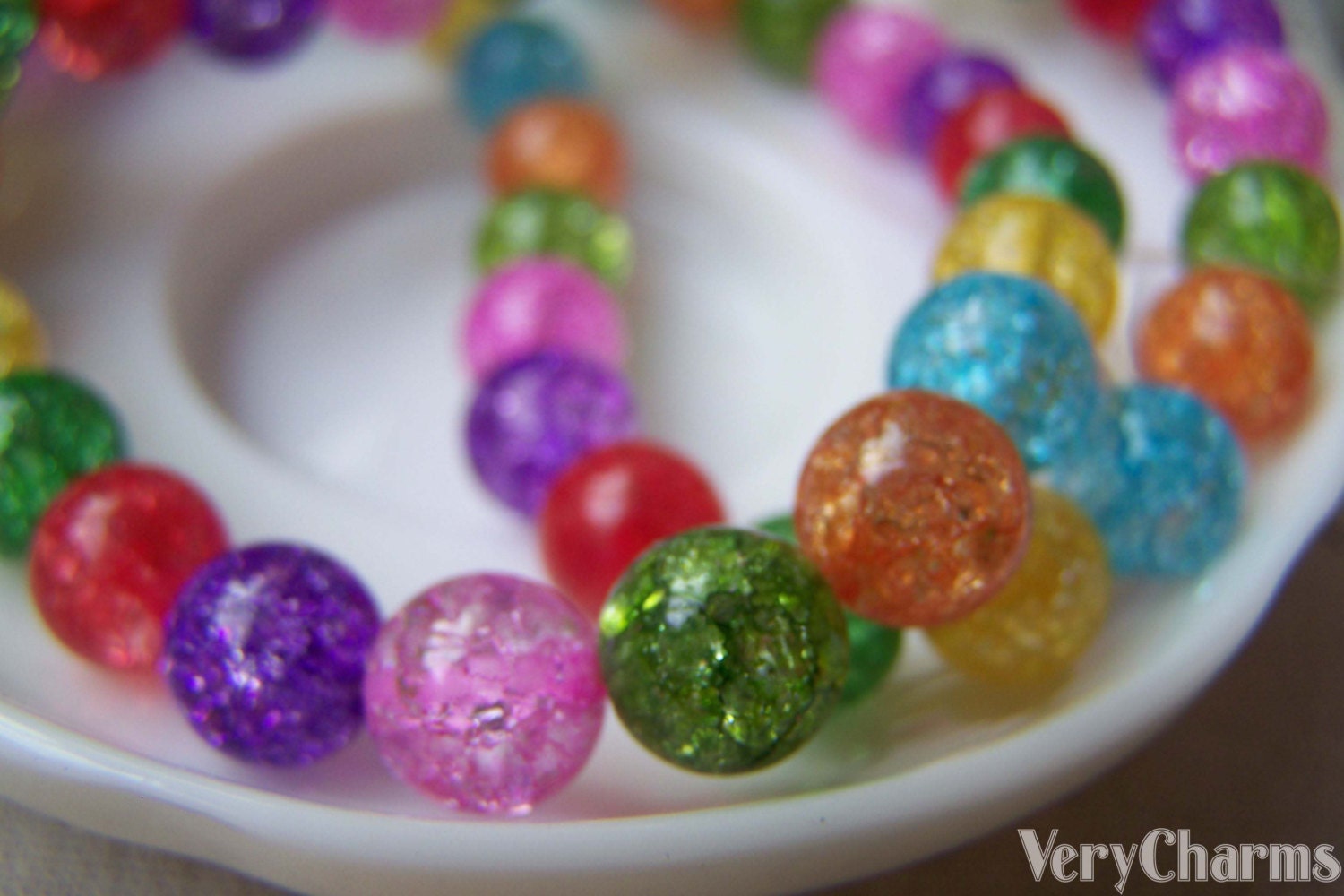 Crackle Glass Beads Shattered Glass Assorted Color 8mm One Strand (50 ...