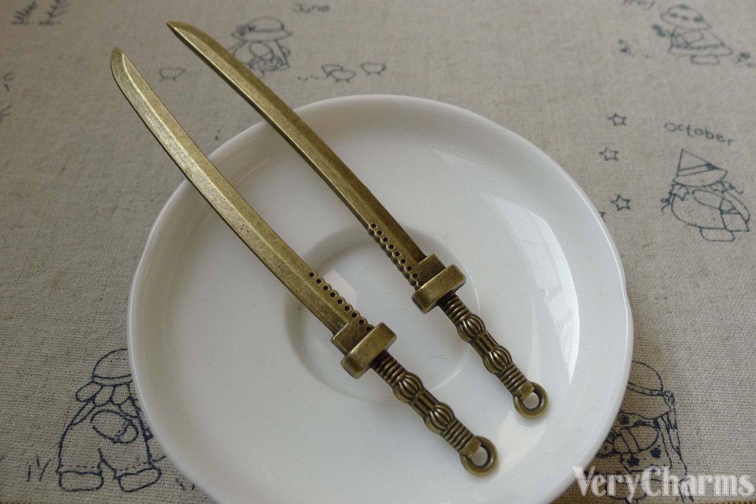 Japanese Blade Sword Antique Bronze Pendants Charms 10x108mm Set of 5 ...
