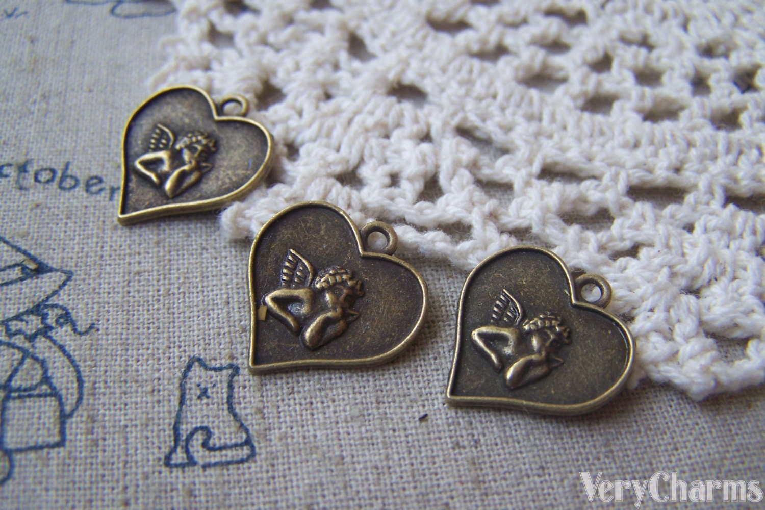 20 Pcs of Antique Bronze Angel Heart Charms 17x18mm A4835 - Etsy